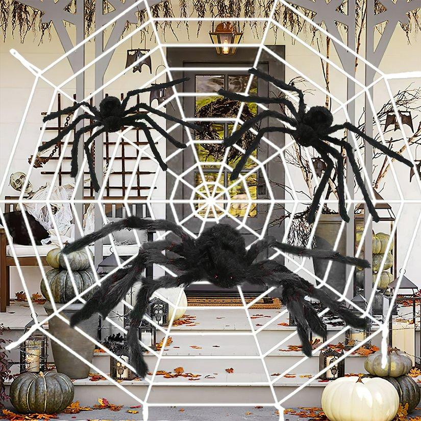 Buy Amber Baby Giant Spider Round Web 5m Big Spider Stretch Cobweb Yard ...