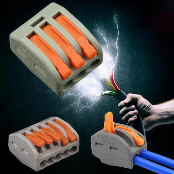 Buy 2/3/4/5/8 Way Reusable Spring Lever Terminal Block Electric Cable ...