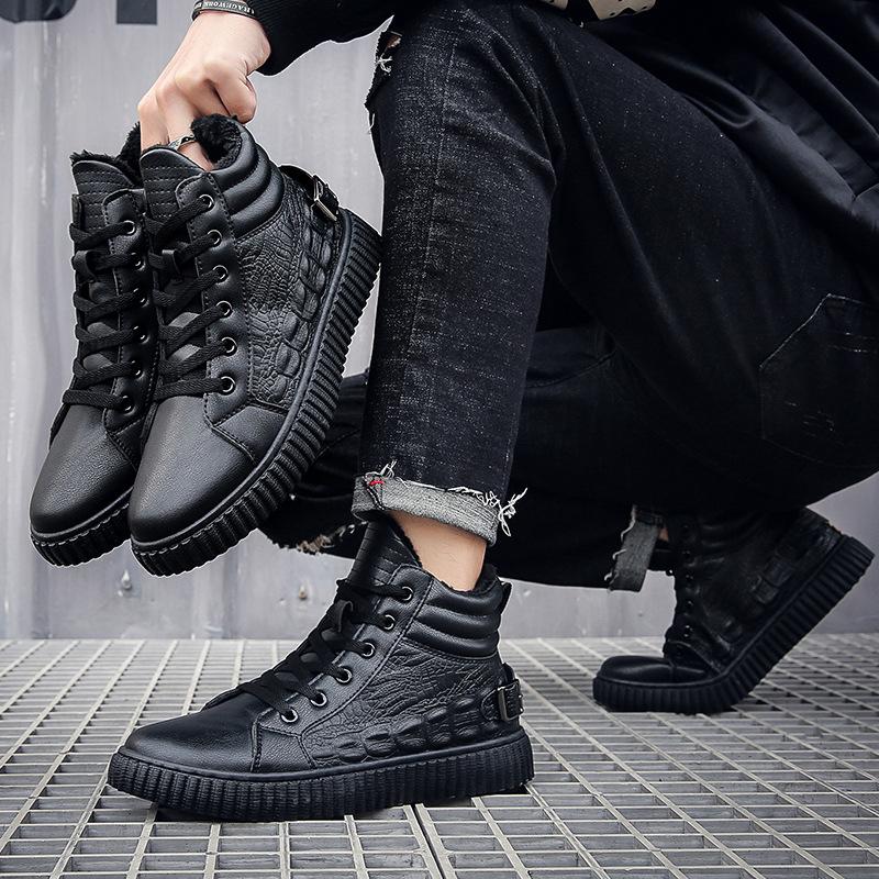 Buy Autumn and Winter New Plus Velvet Men's High-top Boots Casual Shoes ...