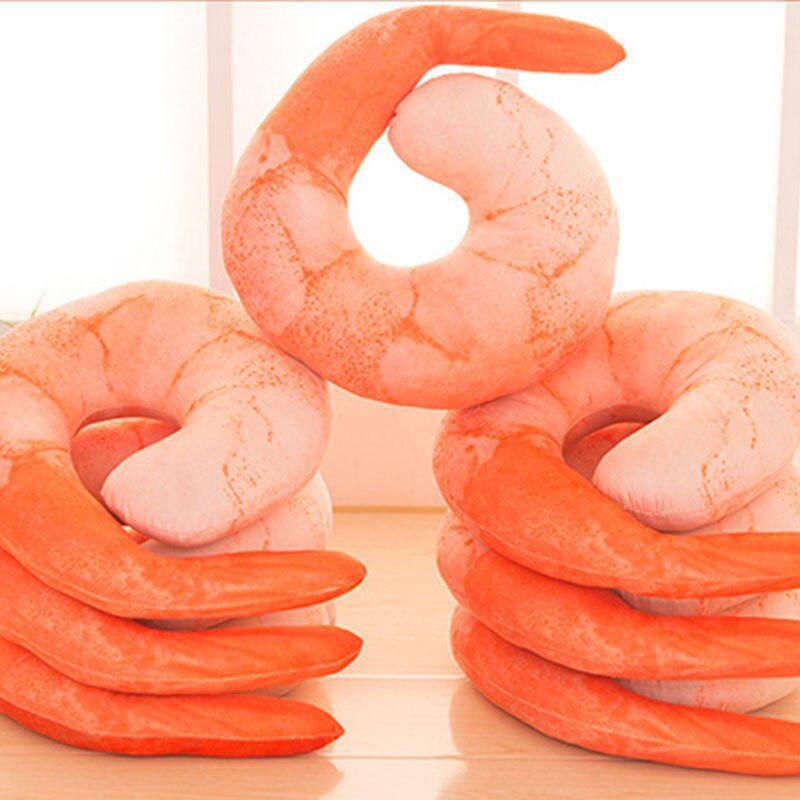 Buy 45*45Cm Novelty Simulational Plush Peeled Shrimp U-shaped Pillow ...