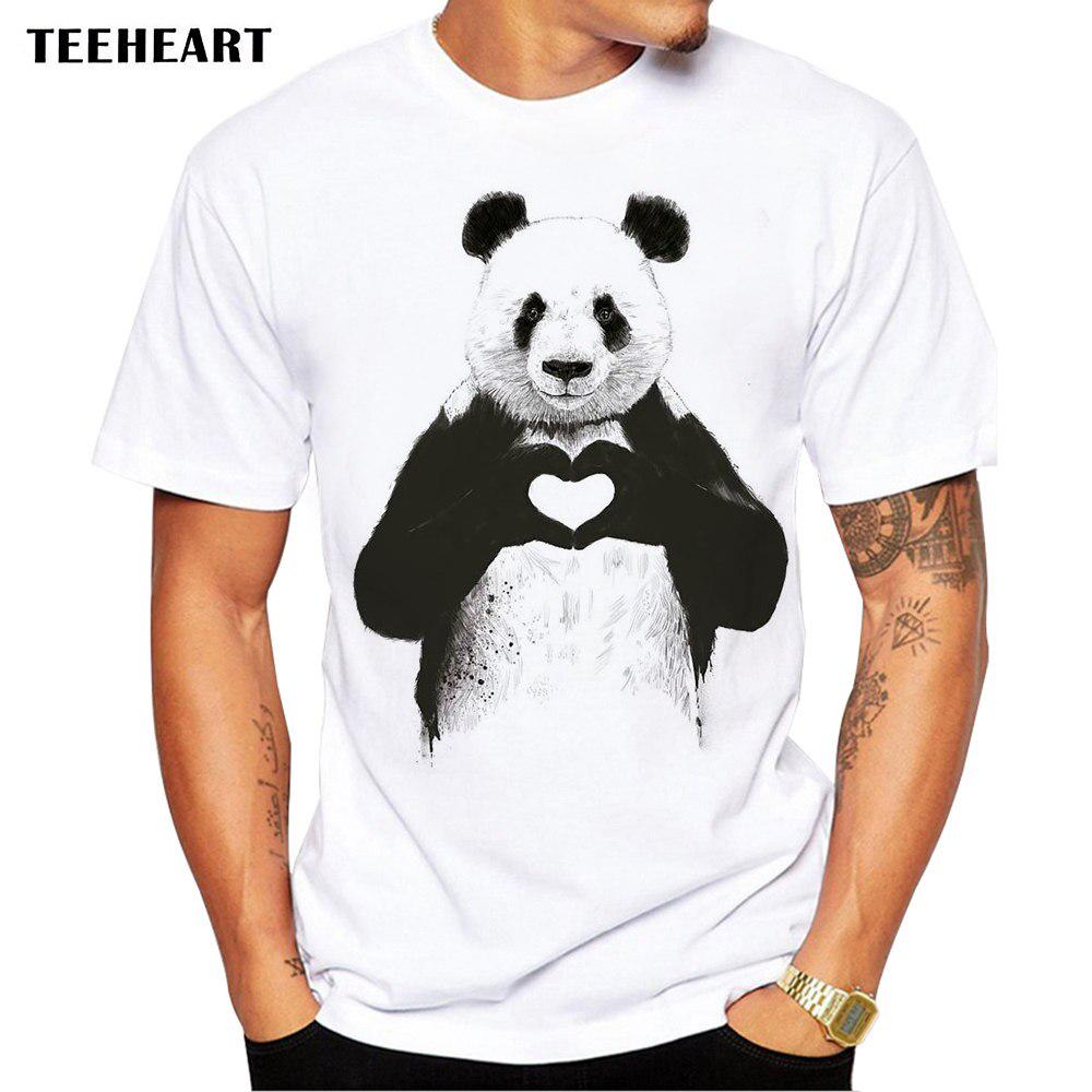 Buy Summer Cute Panda Love T-shirt Men Funny T-shirts O Neck Shirt ...
