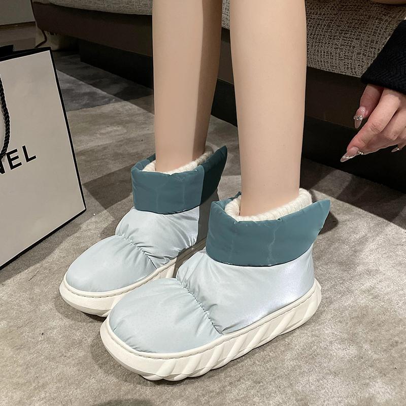 Waterproof Pink Slipper for Women Winter Fur Mules Slides Home Shoes ...