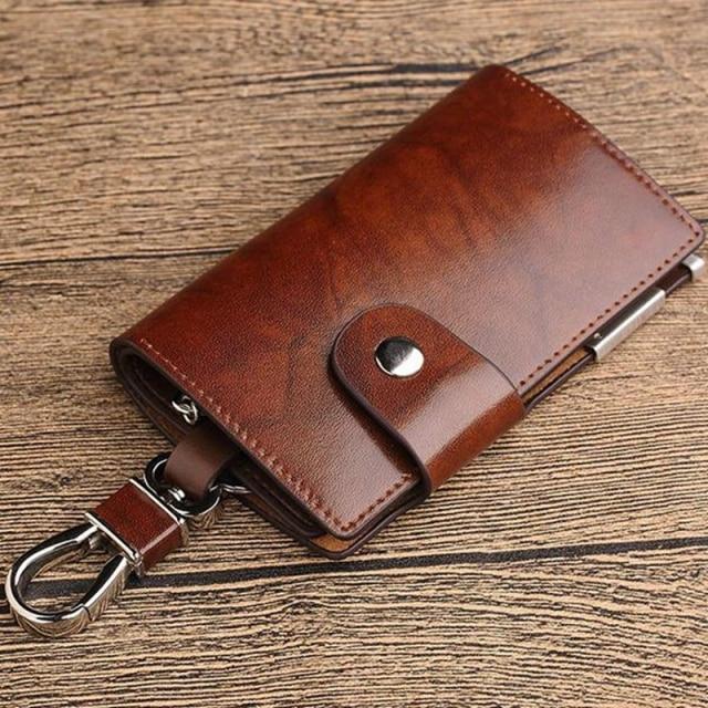 Buy Split Leather Key Case Leather Men's Multifunctional Key Chain Coin ...