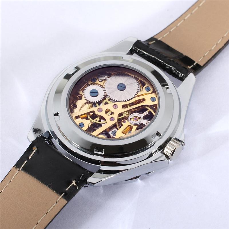 Buy New FORSINING Men'S Fashion Leather Openwork Black Watch Business ...