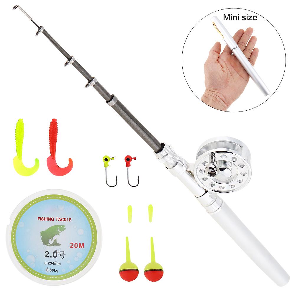 Buy Portable Mini Fishing Rod Aluminum Alloy Fishing Pole+Fishing Reel ...