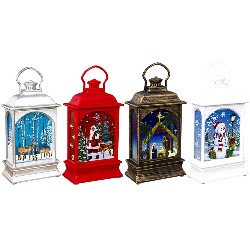 Buy LED Christmas Painted Wind Lanterns Portable Xmas Hanging Small ...