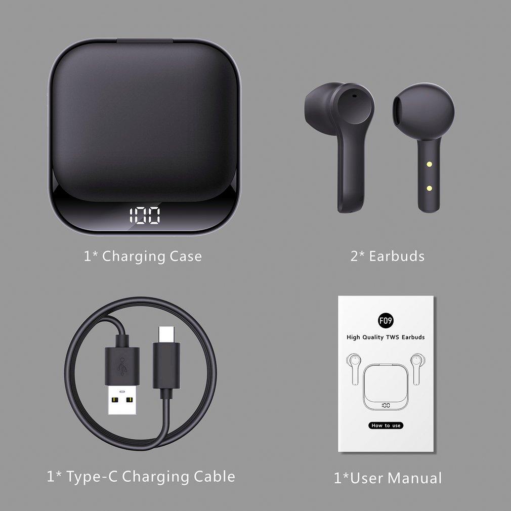 Buy F09 Mini Wireless Headset With LED Digital Display Wireless 5.0 ...