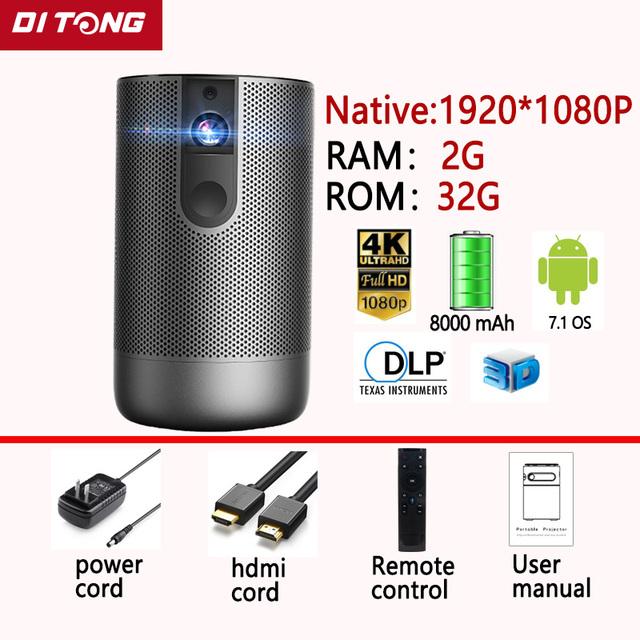 Buy Smart DLP Mini Projector Wireless ProjectorFull HD Android Video ...