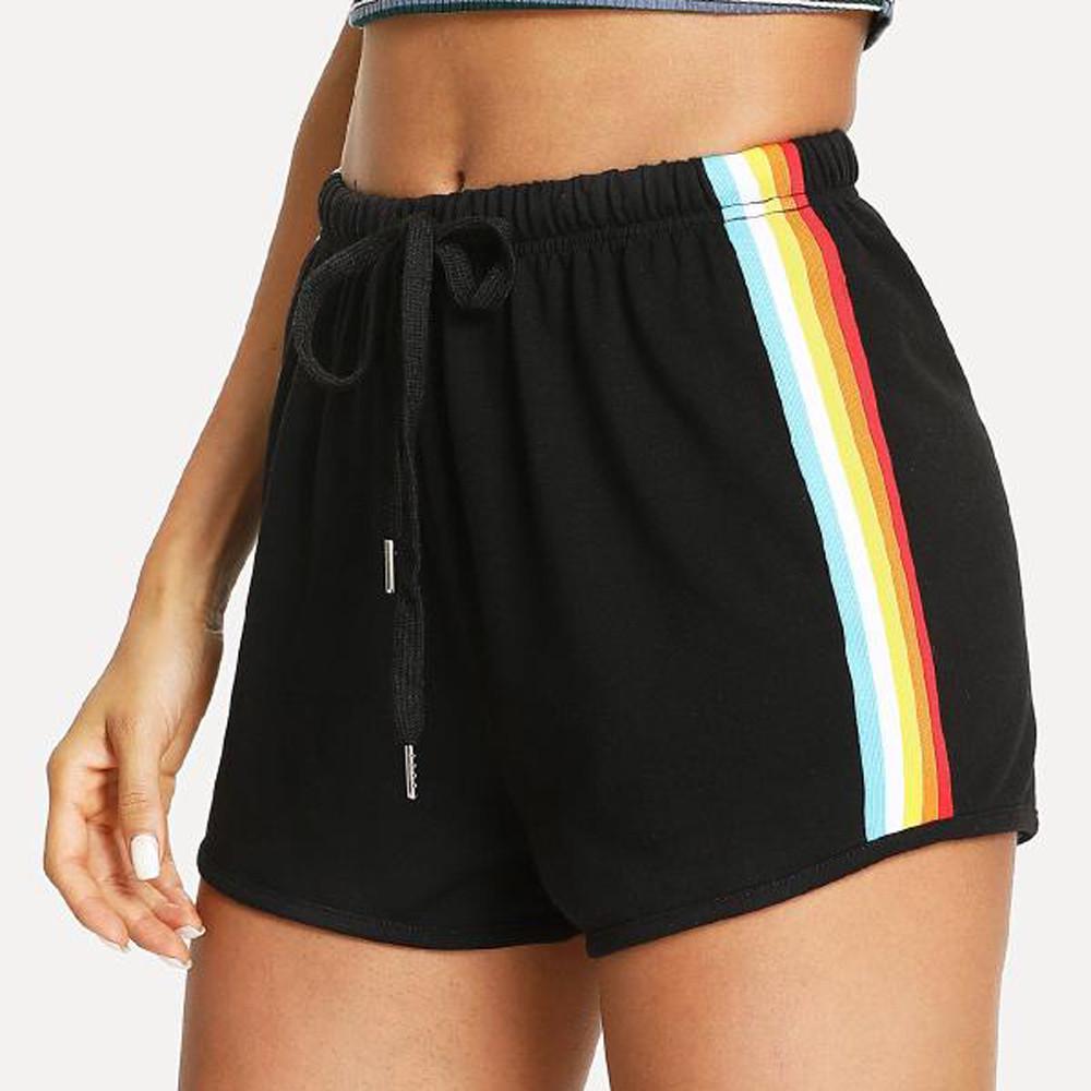 Femmes Rainbow Print Sport Elastic Short Pants Beach Shorts acheter à ...