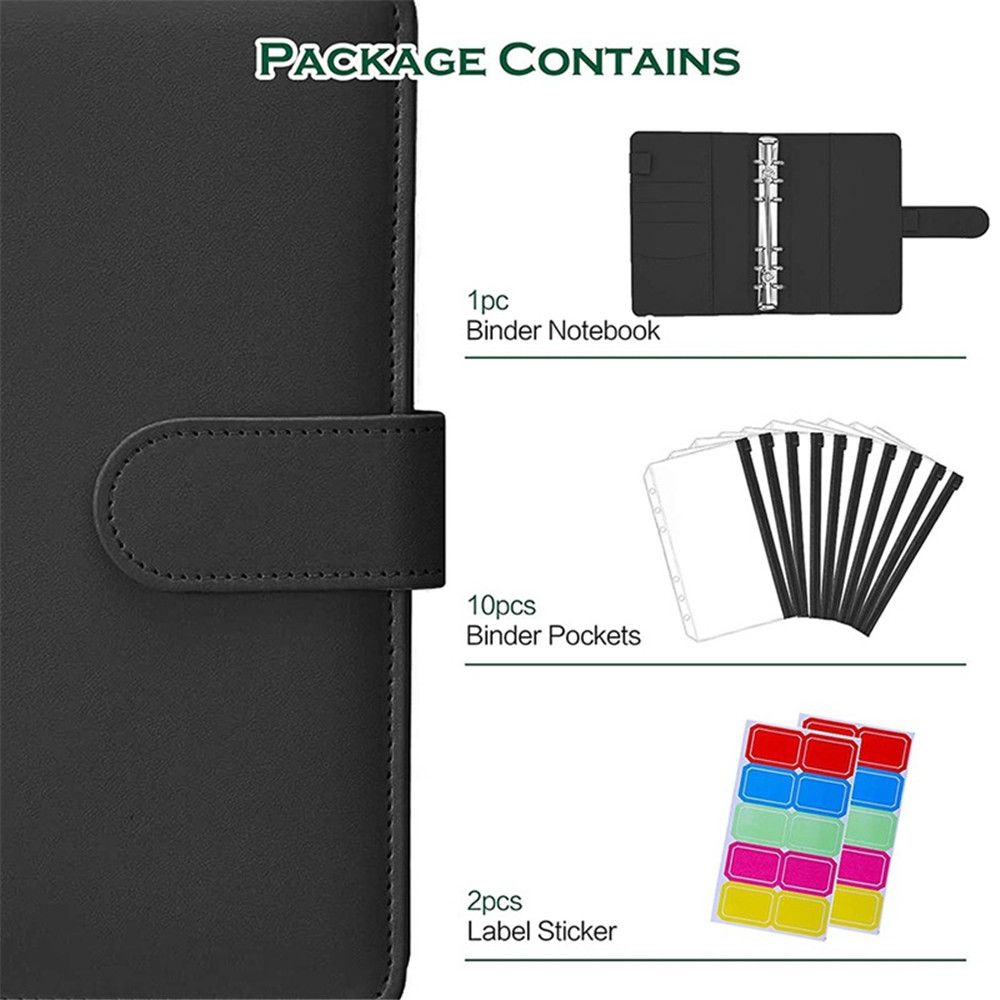 Buy Storage Labels PU Leather Cover A6 Binder Cover Memo Pad Cash ...