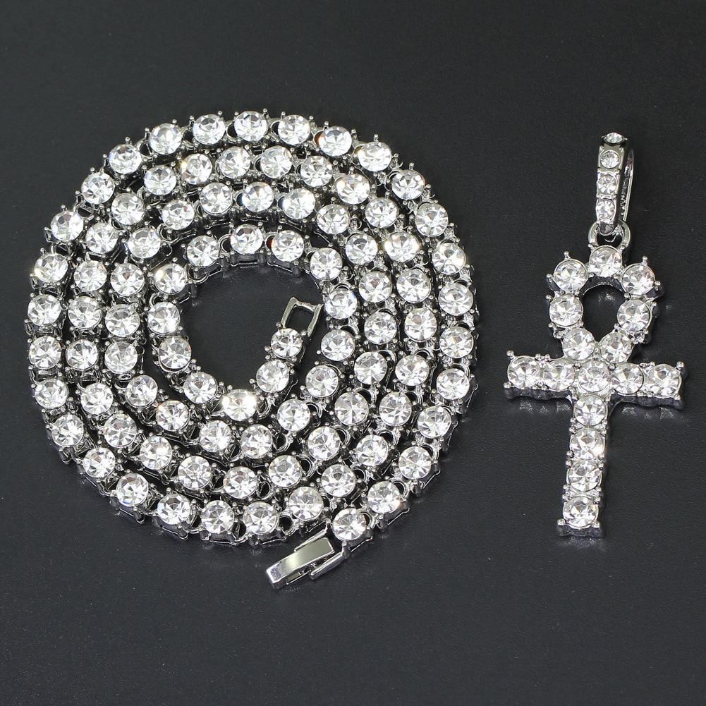 Buy Iced Out Classic Style Cross Pendant Necklaces Rhinestone Tennis ...