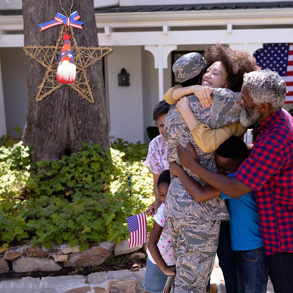 Buy [wondeddrful home]Independence Day Faceless Doll Rattan Ring Pendant Rattan Window Pendant ...