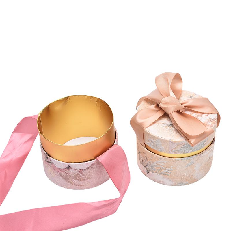 Buy 1Pc Flannel Gift Box Wedding Bride Candy Box Round Paper Flower ...
