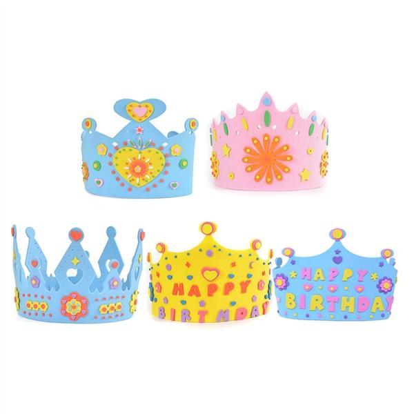 5pcs Cake Birthday Party Hats Kids Birthday Crown DIY Hat Craft Toy for ...
