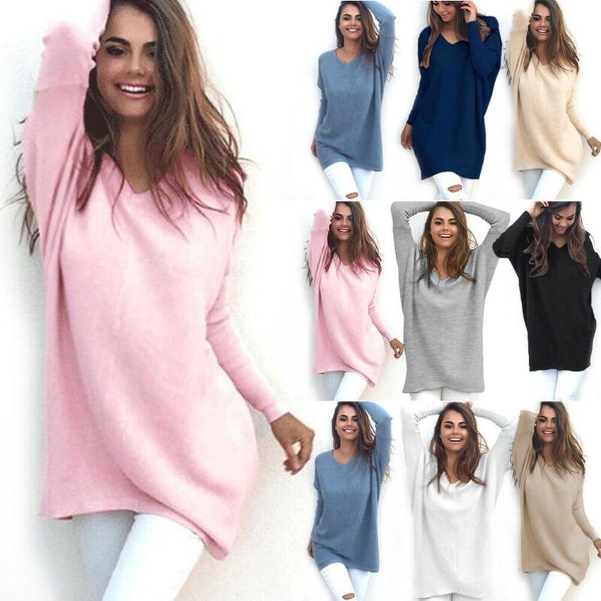 Buy Winter Warm Tops Womens V Neck Long Sleeve Blouse Solid Color ...