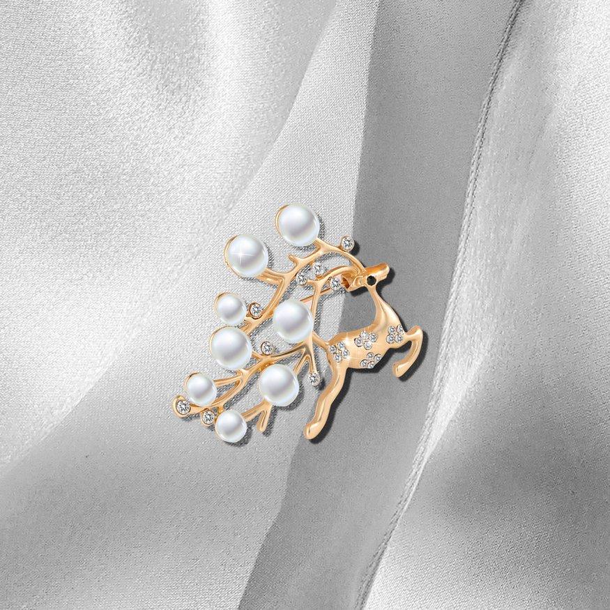 Buy Solu Elk Shape Brooch Rhinestone Silk Scarf Buckle Dual Purpose Wapiti Brooch Vest Safety ...