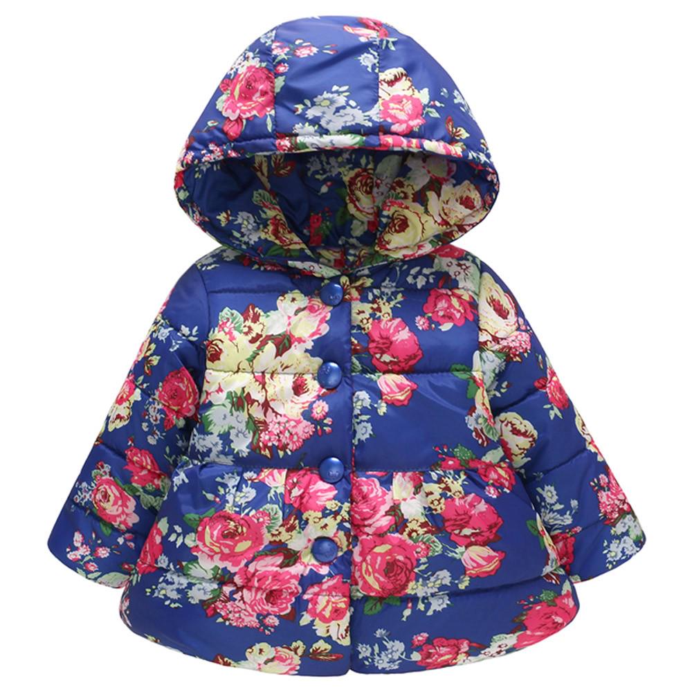 Buy Toddler Baby Girls Floral Winter Thick Warm Jacket Hooded Windproof Coat at affordable ...