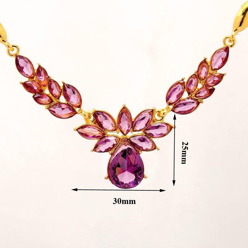 Buy Classic Flower Shape Rhinestone Gold Color Chain Necklace Earrings ...