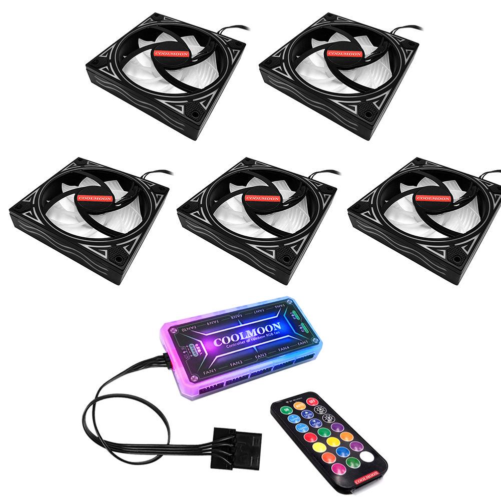 Buy COOLMOON BILLOW 12cm PC Case 6Pin RGB Fan + RGB Remote Controller ...