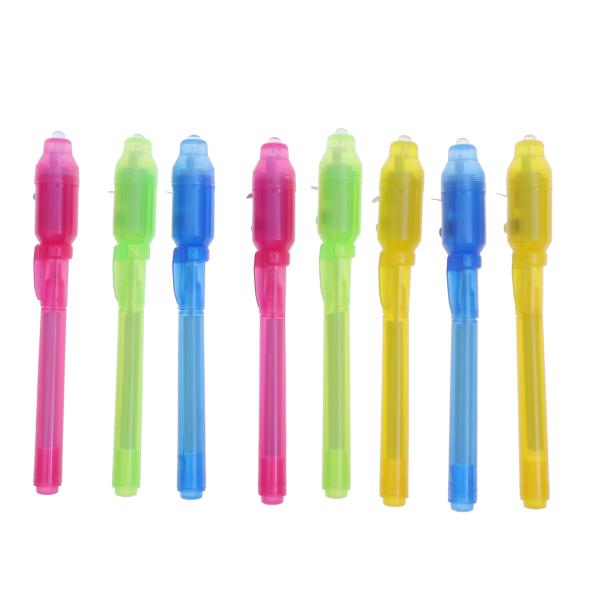 8PCS Nite Writer Pen UV Lighter Durable Plastic Invisible Portaive Nite ...