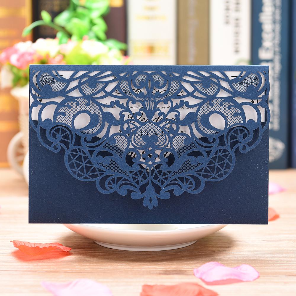 Buy 10pcs Pearl Paper Floral Invitation Cards Invitation Holders with ...