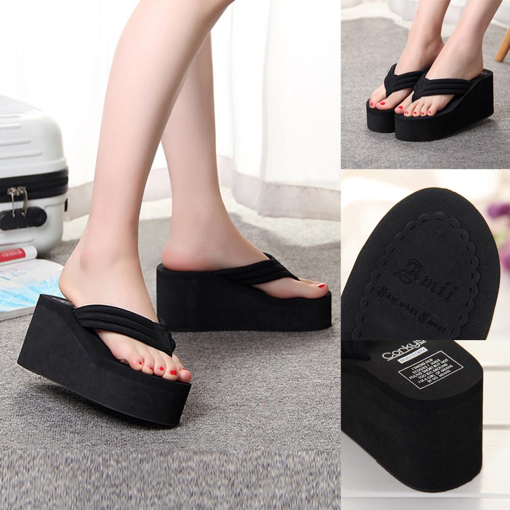 Buy Women Summer Slipsole Platform Shoes Sandals Slipper Beach Shoes at ...