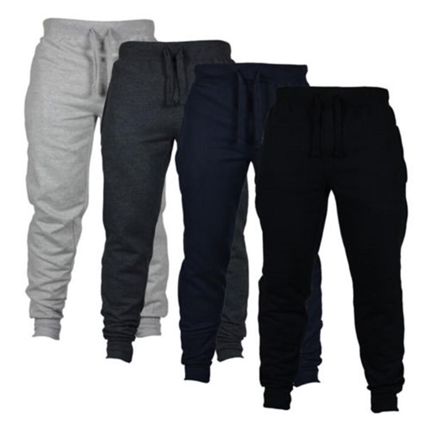 Buy Mens Solid Color Slim Fit Tracksuit Male Bottoms Skinny Jogging