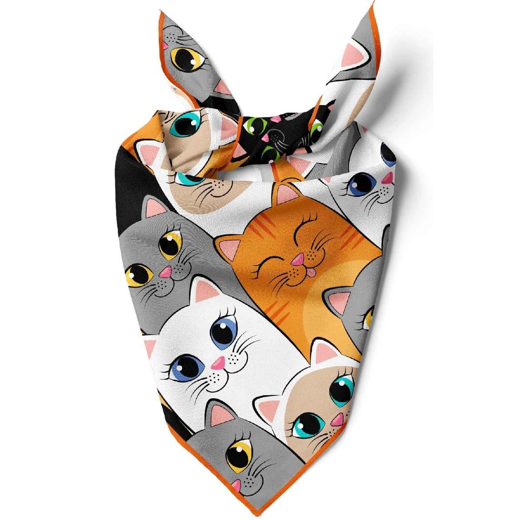 Cheap Women's Cat Patterned Bandana 50x50 Gray Yellow Dg0397-22 | Joom