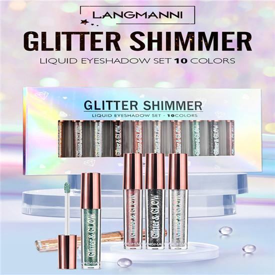 10pcs Langmanni Diamond Sparkling Liquid Eyeshadow Set Psychedelic ...
