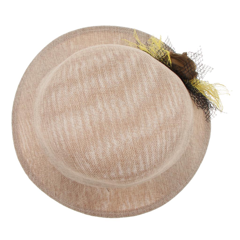 Buy Ladies Flax Fashion Straw Beach Fisherman Sunhat Flower Billycock ...