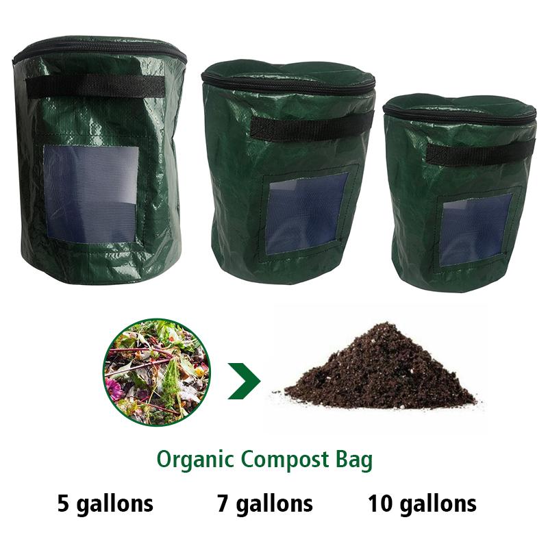 5/7/10 Gallon Garden Plants Earthworm Compost Bag Planting Box PE ...