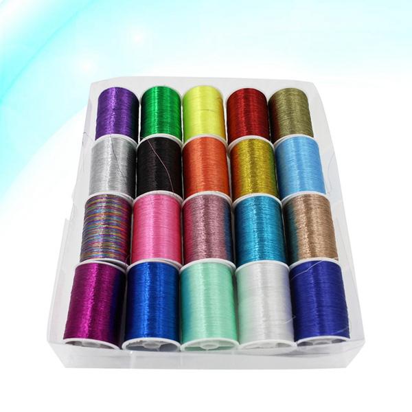 Buy 16 Spools Metallic Thread Set Portable Multicolor Cross Stitch ...
