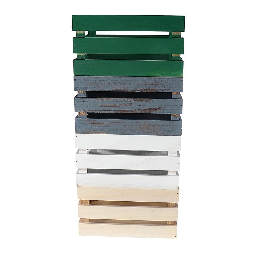 Rustic Wooden Slatted Crates Vintage Display Storage Box Christmas Gift ...