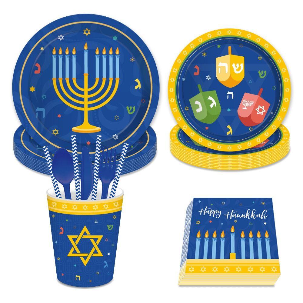 Cheap Paper Event Supplies Party Decor Event accessories Jewish Hanukkah Decoration Chanukah ...