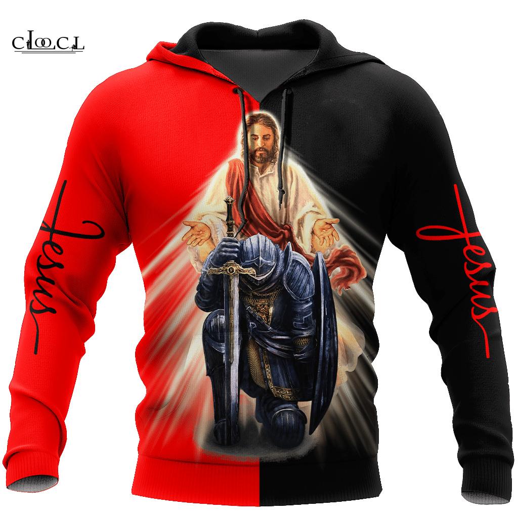 CLOOCL Knights Templar Jesus Hoodies 3D Druck Harajuku Style Streetwear ...