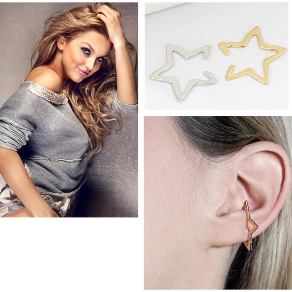Buy Women Square Triangle Pentagram Shaped Earring Ear Stud One Side ...