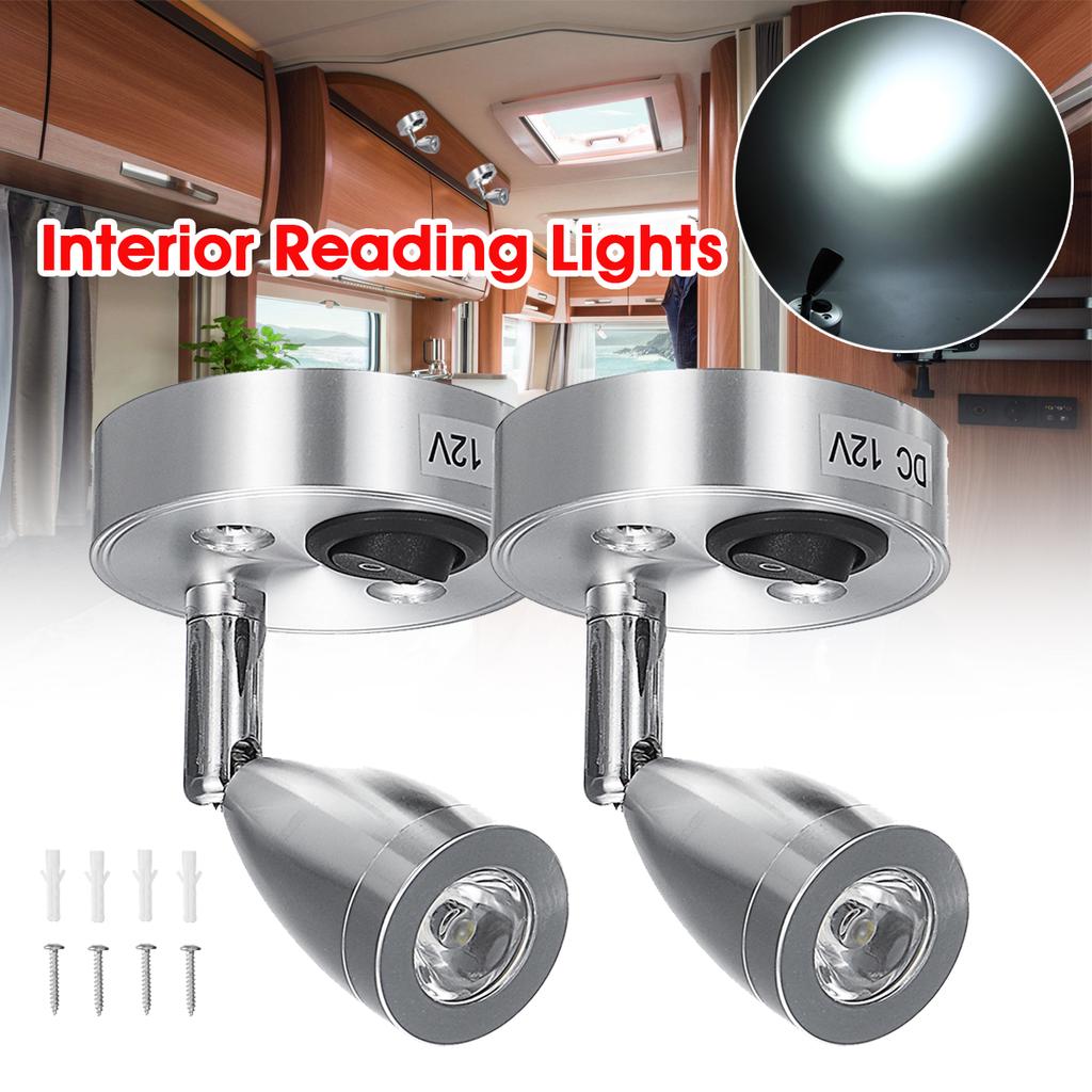 Buy 2Pc 12V LED Spot Light Reading Switch Campers Van Caravan Boat ...