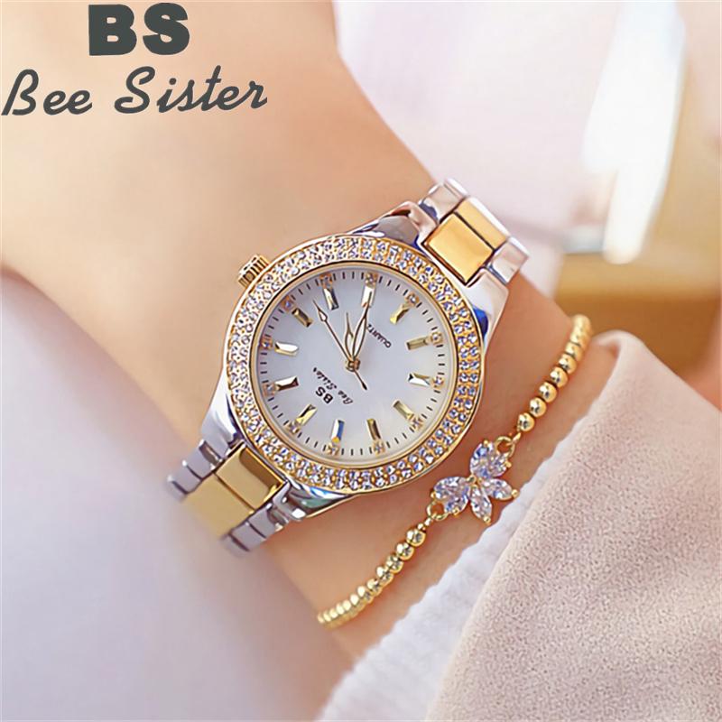 Buy BEE SISTER BS Ladies Wrist Watches Dress Gold Watch Women Crystal ...