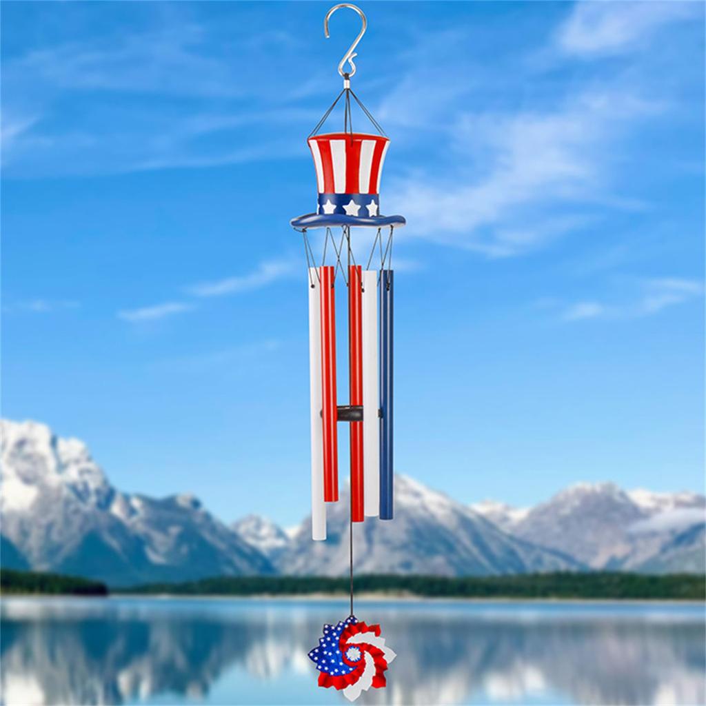 Buy American Independence Day Wind Chime Aluminum Pipe Hat Hanging ...
