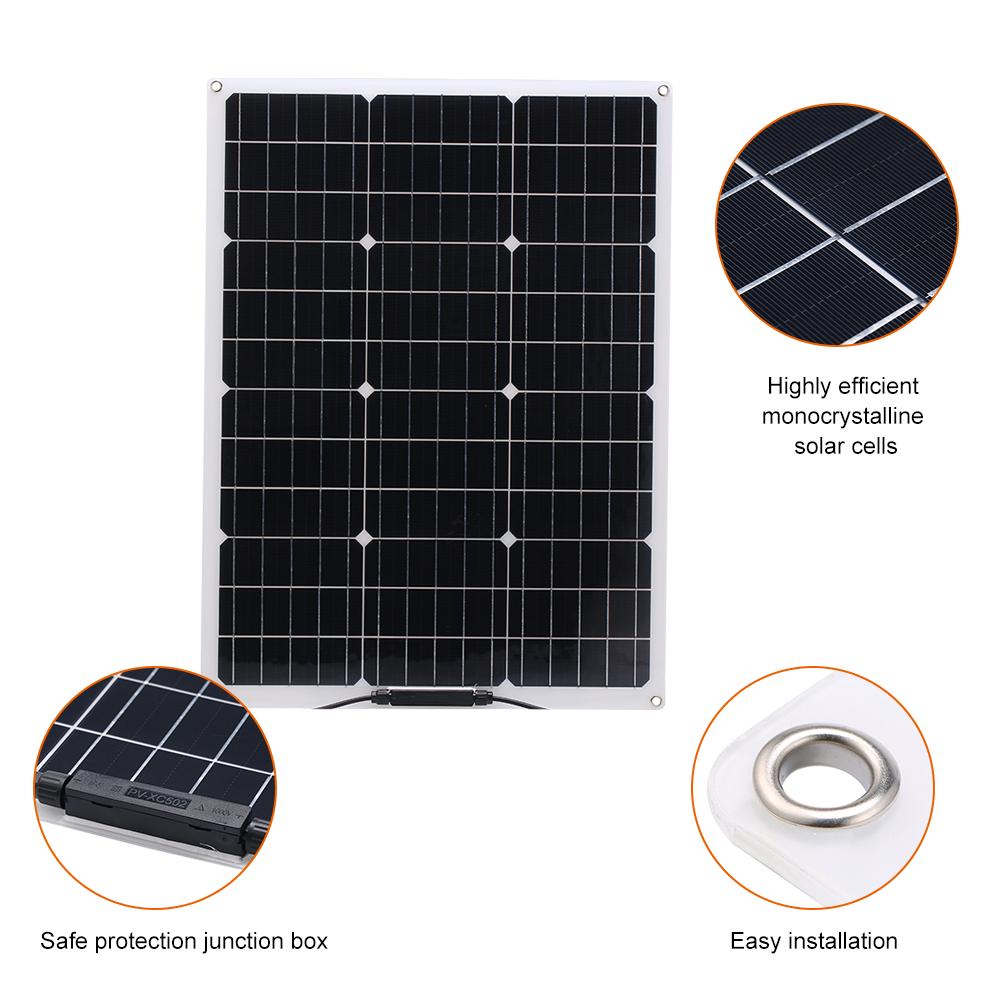 Buy 18V 55W Flexible Monocrystalline Solar Panel Solar Battery Charge ...