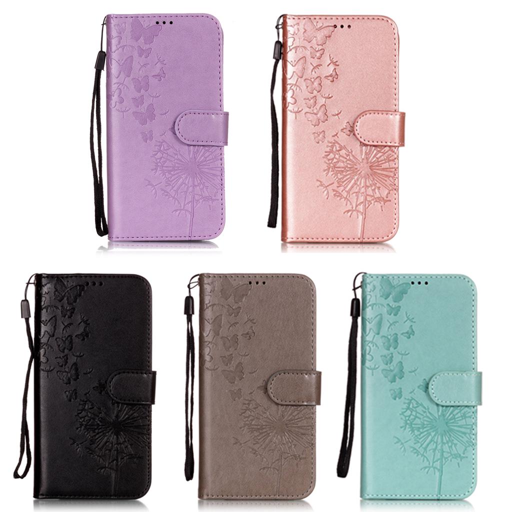 Buy Dandelion Butterflies Embossing Faux Leather Flip Wallet Protective ...