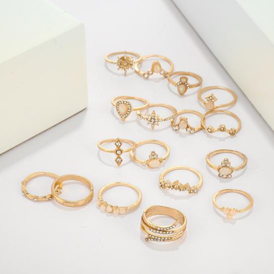 Satın alın 17Pcs/Set Bohemian Women Rhinestone Inlaid Flower Finger ...