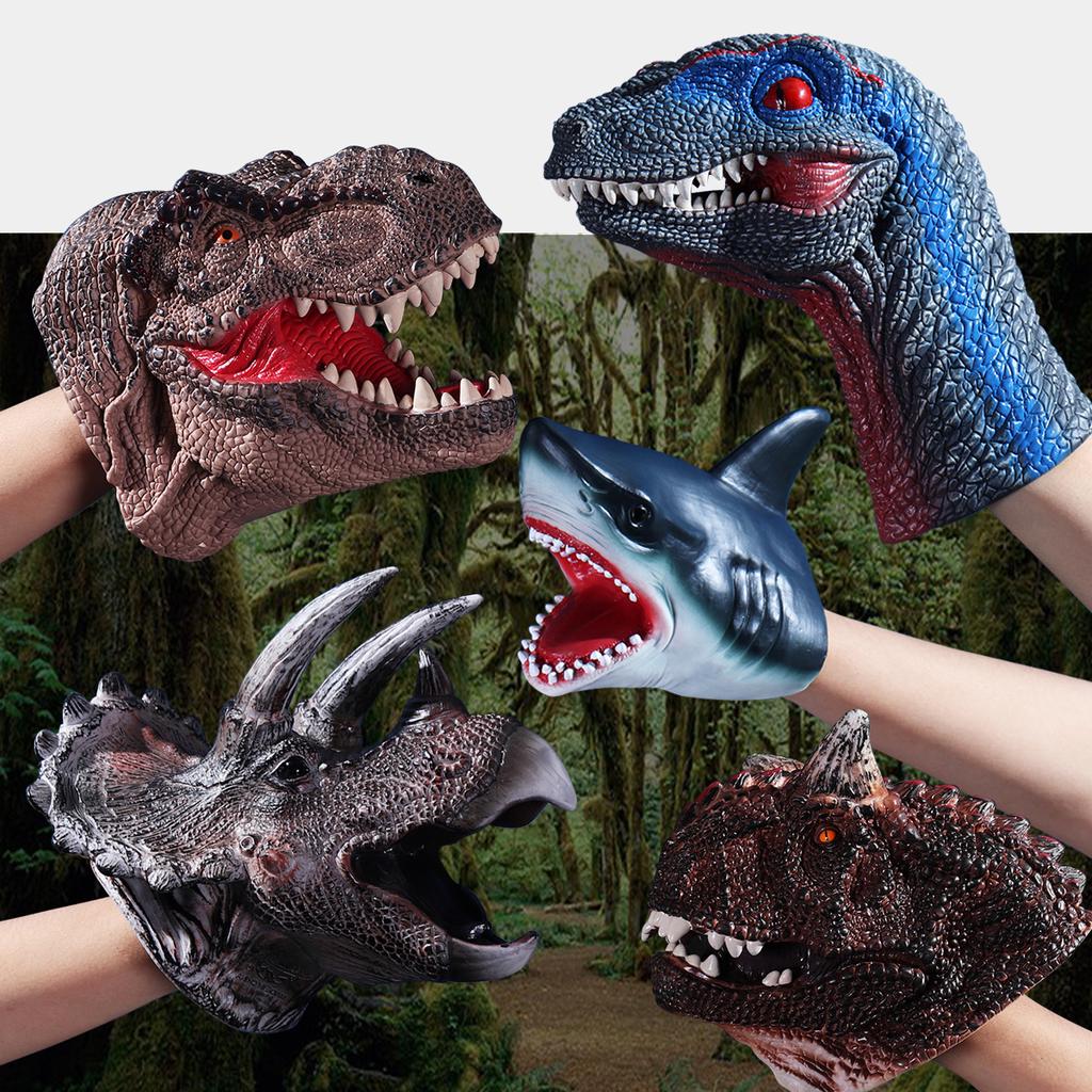 Buy Hand Puppet Dino Raptor Simulated Rubber Soft Dinosaur Head Fun ...