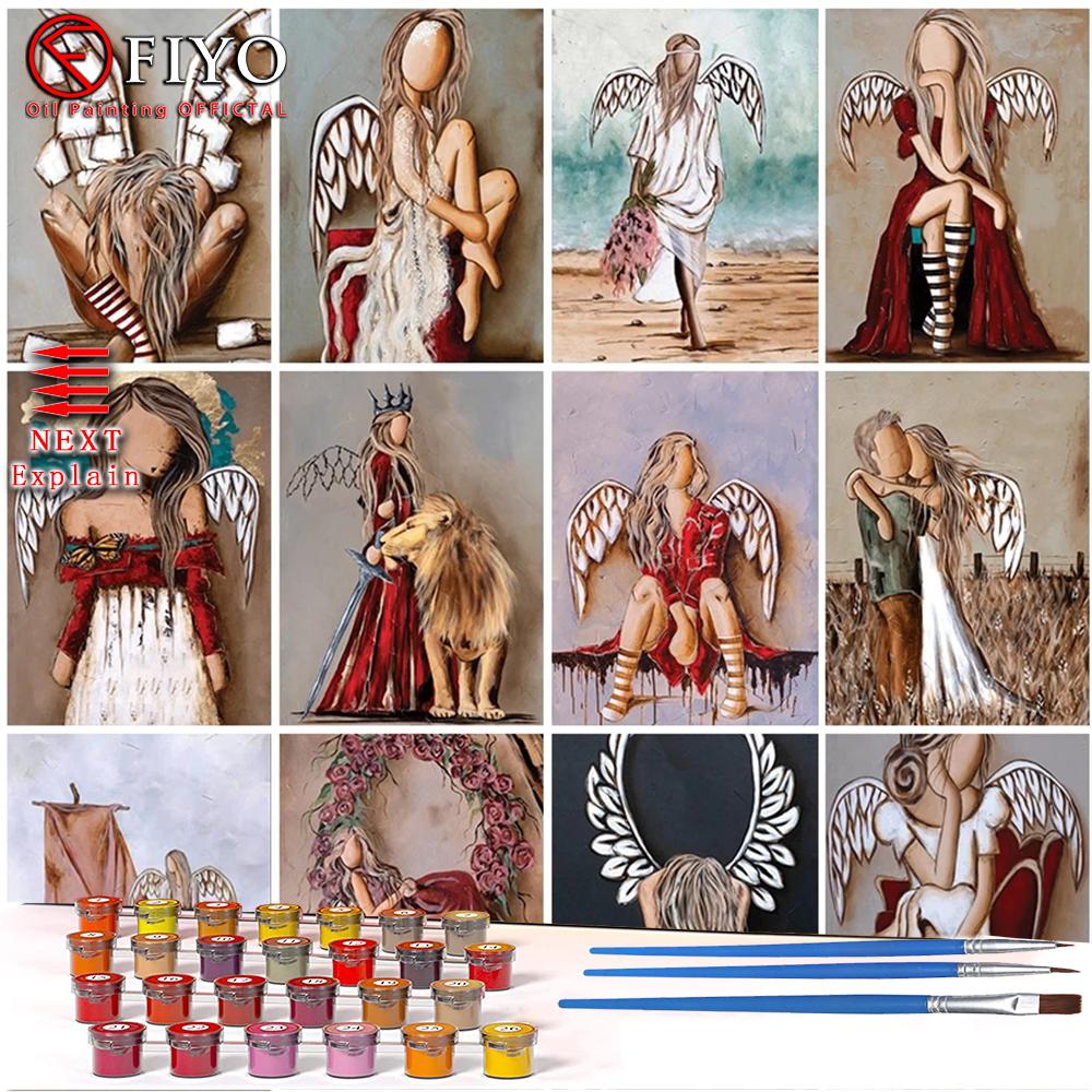 Buy 40x50cm Picture By Numbers Cartoon Angel God Girl Drawing On Canvas ...