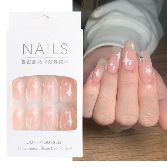 Buy Nail Art 24Pcs/Box Detachable Nail Patch Fresh Style Multiple ...