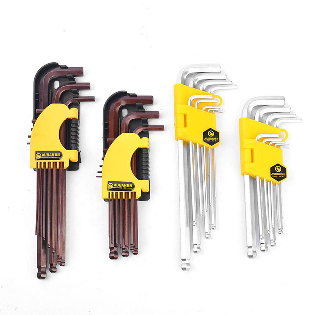 Buy 9Pcs High-carbon Steel Allen Wrench Chrome Plating Hex Key Tool Set ...