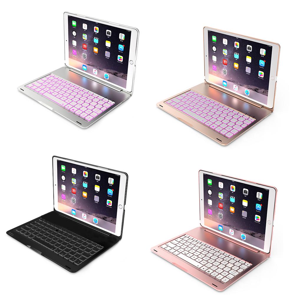 7 Colors Backlights Wireless Bluetooth Clamshell Flip Keyboard for iPad ...