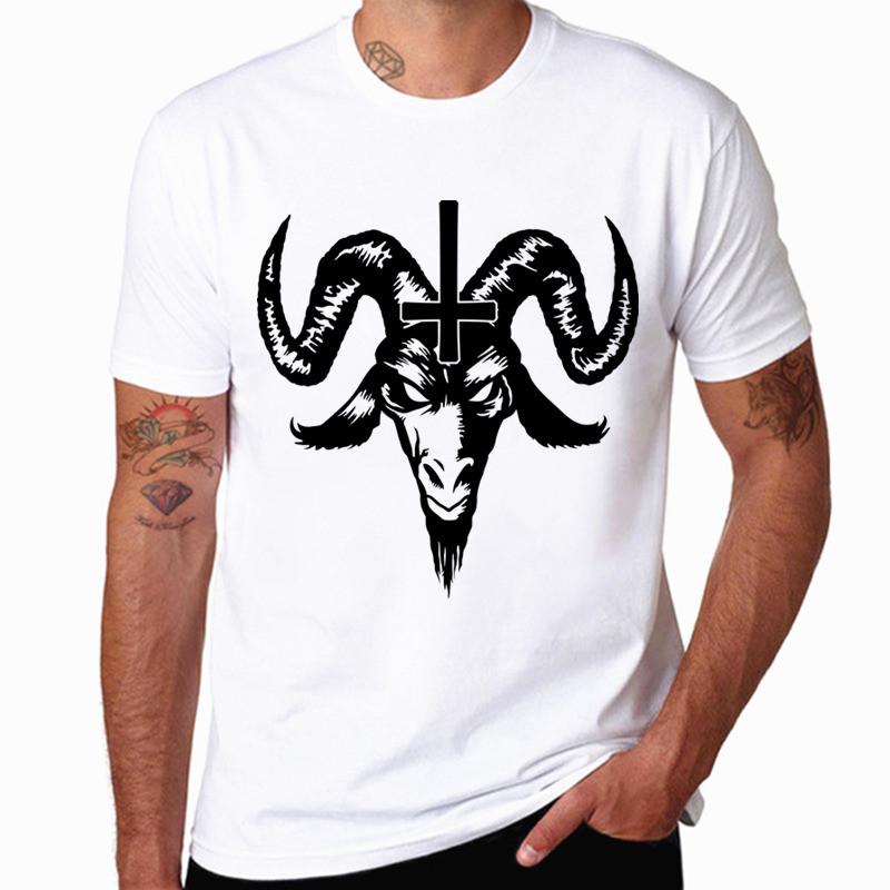 Buy Men Print Satanic Goat Baphomet Tshirt O-Neck Short Sleeves Summer ...