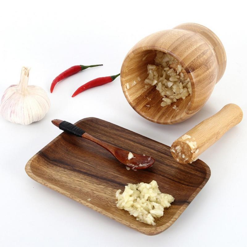 Bamboo Garlic Mash Pot Garlic Paste Grinder Kitchen Food Mixer uygun ...