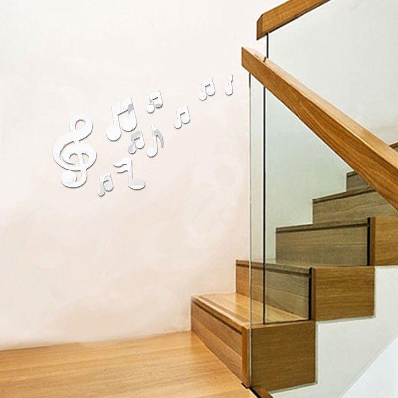 Buy DIY Music Notes Mirror Decals Art Mural Wall Stickers Kid Room ...